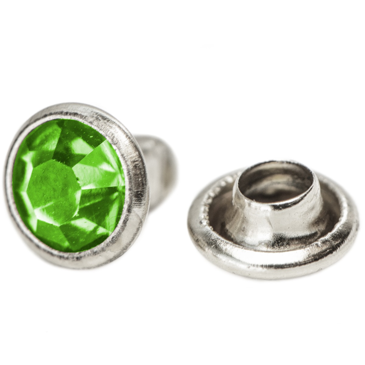 Decorative Diamond Rivet - Silver/Green